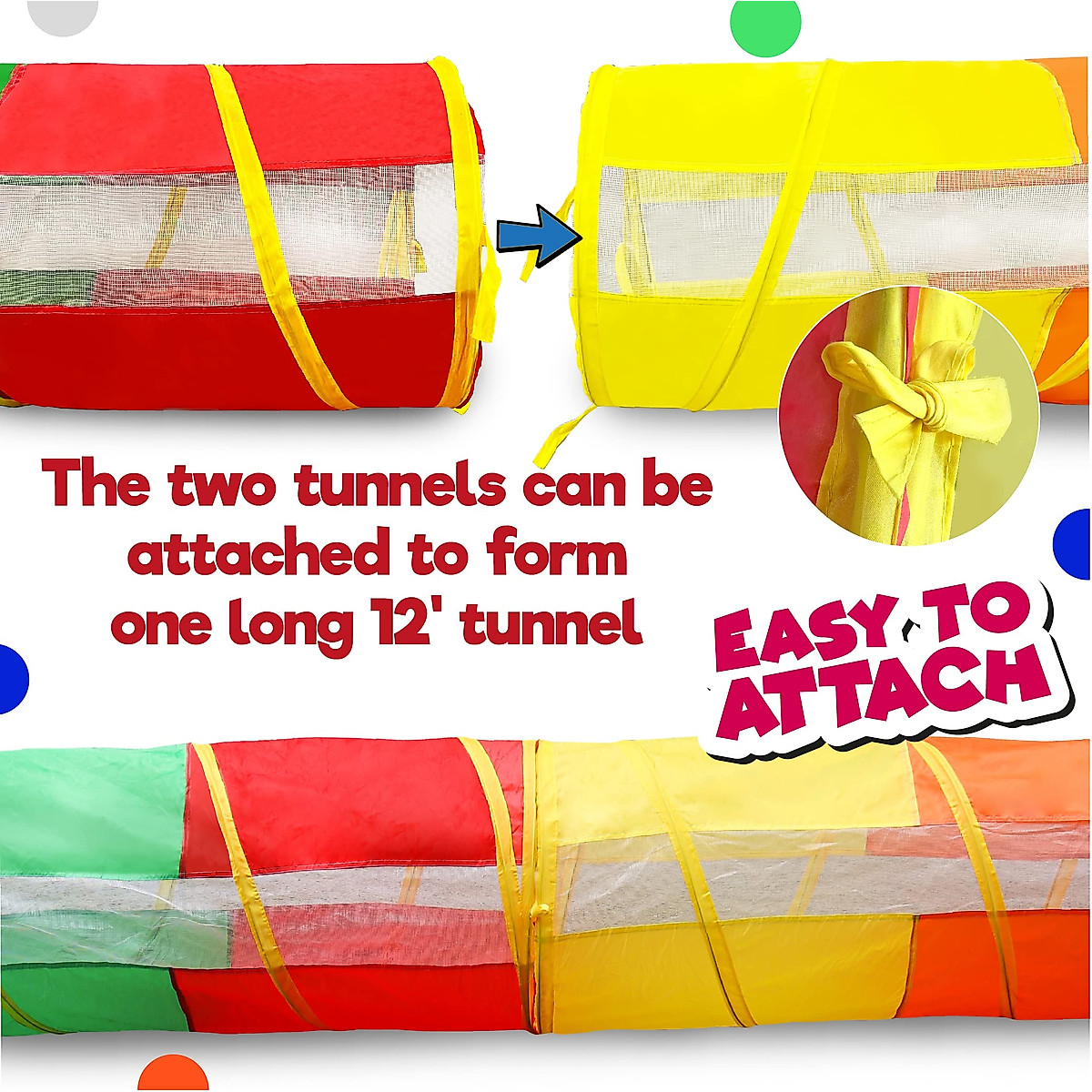 Hide N Side 2-Pack 6ft/12ft Crawl Through Play Tunnel Toy, Pop up Tunnel for Kids Toddlers Dogs Babies Infants & Children Gift Indoor & Outdoor Tube