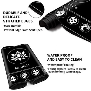 EDGFRTOIO Card Playmat Stitched with Magic Zones, Game Mats Tabletop 24x14 inch for MTG/TCG Card Battles Commander Deck Gaming Desk Mat Duel Mat Card Gameplay Mats for Beginner (Black, Green, 2 Pack)