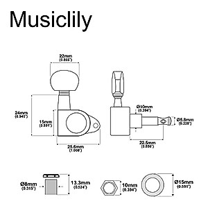 Musiclily 3+3 Epi Style Guitar Machine Head Sealed Tuners Tuning Pegs Set for Les Paul Style Electric Guitar or Acoustic Guitar Half Moon Button Chrome