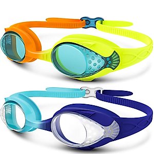 OutdoorMaster Kids Swim Goggles 2 Pack - Quick Adjustable Strap Swimming Goggles for Kids - D