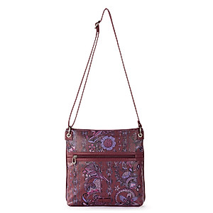Sakroots Artist Circle Flat Crossbody in Eco Twill, Adjustable Crossbody Strap, Burgundy Spirit Desert