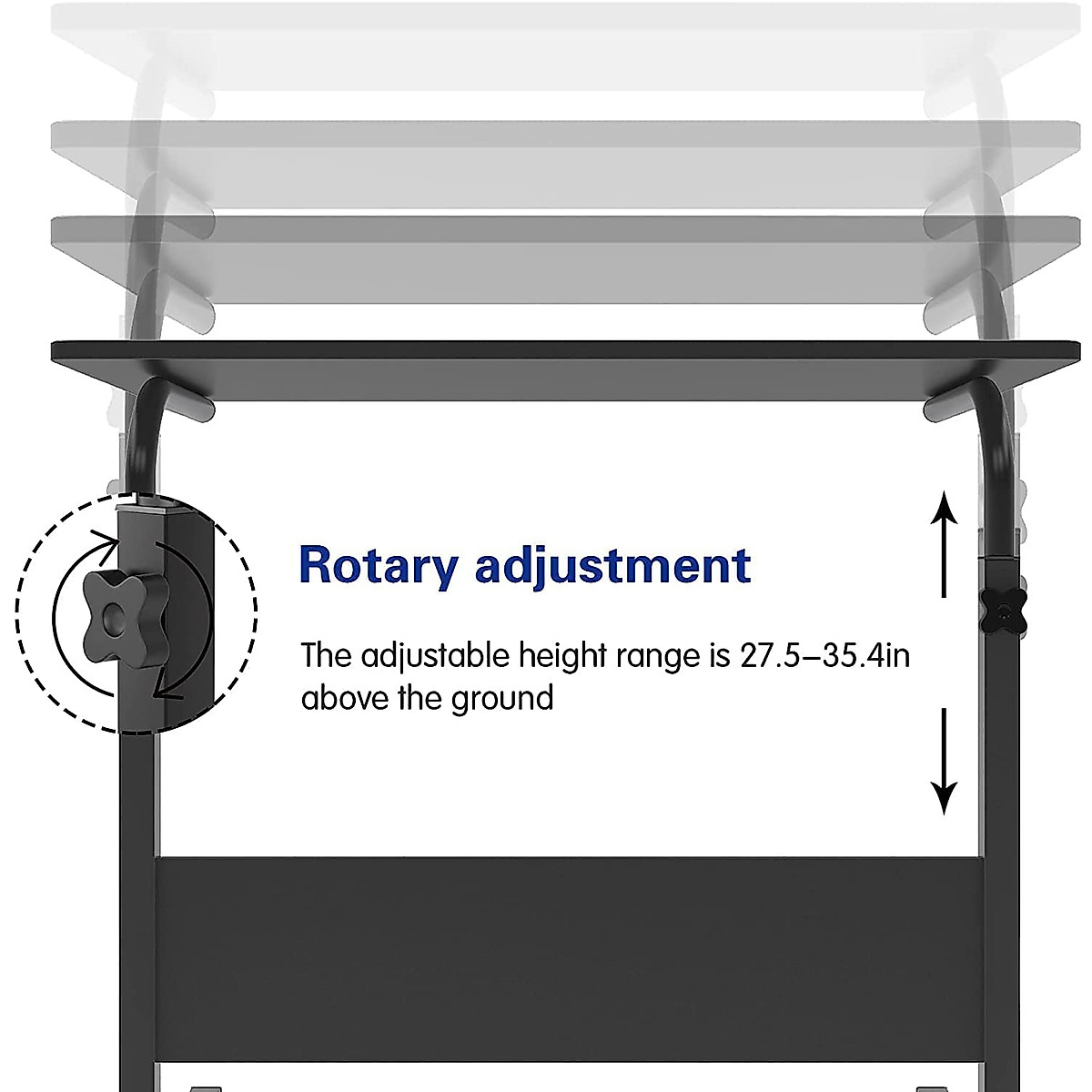 SogesPower 31.5 inches Mobile Laptop Desk with Slot Adjustable Side Table Computer Stand for Bed Sofa, Black