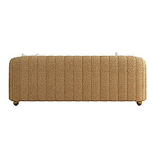 Misoce 83'' Luxury Velvet Couch Sofa for 3 Person Fashion Couch with 2 Pillows, Metal Legs Solid Wood Frame Chesterfield Sofa Couch for Living Room, Hotel (83'' Brown)