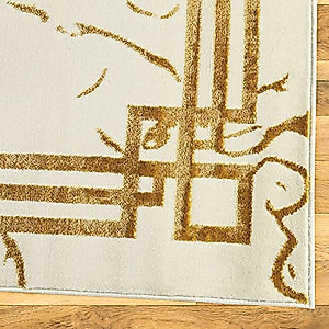 Antep Rugs Babil Gold 6x9 Abstract Marble Geometric Indoor Area Rug (Beige, 6'7" x 9')