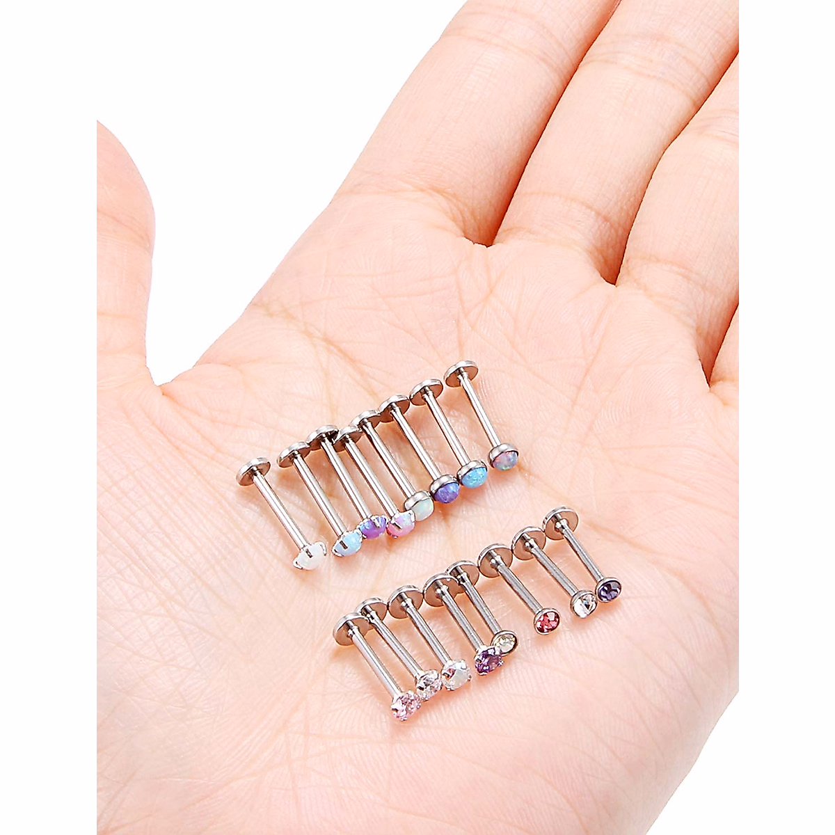 Jenxnjsjo Lip Rings Cartilage Earring 16g 6/8/10mm Medusa Monroe Ashley Labret Surgical Steel Flat Back Tragus Helix Conch Piercing Jewelry Earrings for Women Men