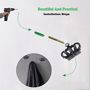 LB-LAIBA Crown Coat Hook, 4 Pcs Antique Decorative Wall Hooks, Wall Mounted Hanger Brackets Home Decor with Screws for Clothes, Hat, Bags, Key, Towel