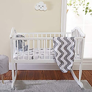 2 Pack Cradle Sheet Set, 100% Cotton Jersey Knit, Breathable Baby Sheet, Fits Cradle Pad/Mattress - Ultra Soft - Gray/White Chevron & Moon Stars Patterns