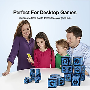 SOONALL 10pcs Dices, 6 Sided Dices with Number 1-6, Square Edged D6 Polyhedral DND Dice Set for Table Board Game(blue)