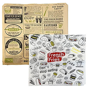 200 Sheets Deli Paper Sheets Paper,12x12 inch Newspaper Food Wrap Paper Grease Resistant Tray Liners,Waterproof Wrapping Food Picnic Paper for Home Kitchen Baking Hamburger Sandwich Food Basket