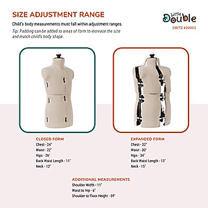 Dritz Little Double Adjustable Dress Form, Child, Beige - 20001