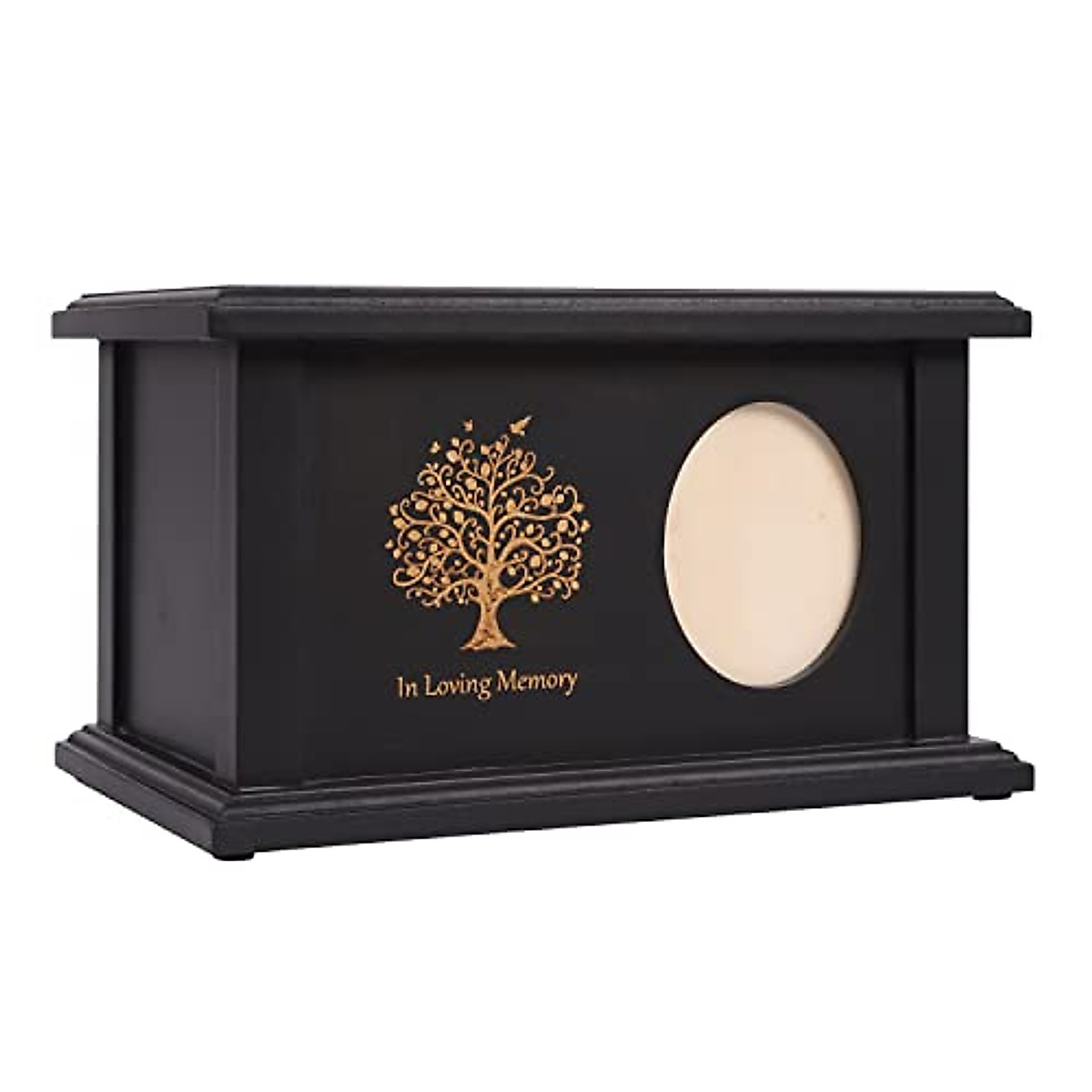 Wooden Urns for Human Ashes Adult Male Female,Tree of Life Cremation Urns for Ashes with Frame,Wood Urns for Ashes Men Women, Holds Up to 230 Cubic Inches of Ashes (Black Tree, with Frame)