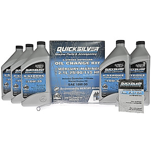 Quicksilver 10W-30 Oil Change Kit for 4-Stroke 75hp, 90hp and 115hp Mercury 2.1L outboards
