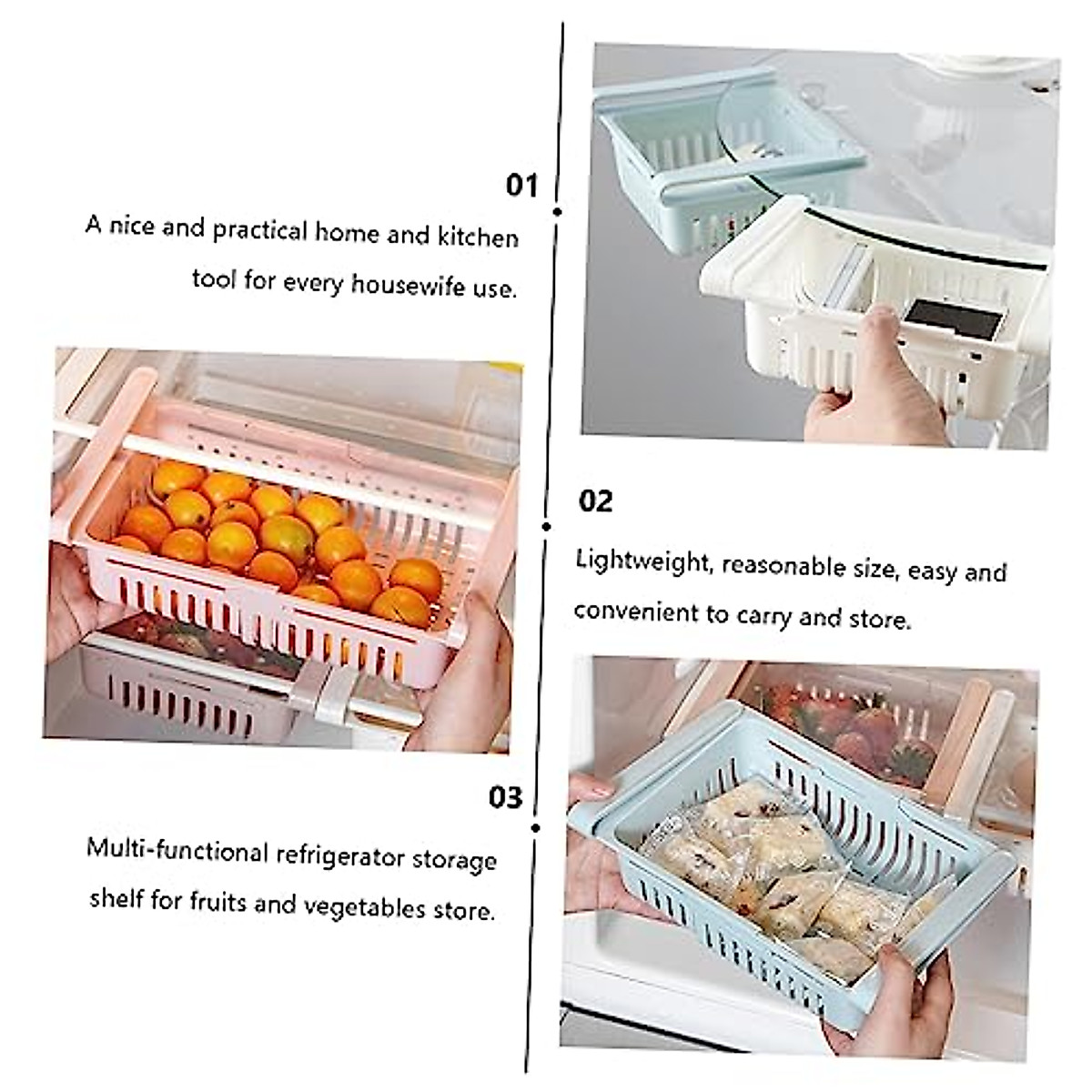 Amosfun 4pcs Storage Rack Fridge Space Saver Drawers Pallet Racking Refrigerator Out Bin Sliding Refrigerator Drawers Refrigerator Containers Pull Out Fridge Drawer Vegetable Pp Fruit Box