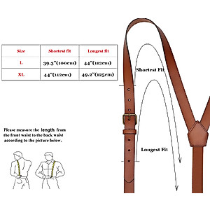 EURYNOME Leather Suspenders For Men Wide Genuine Leather Suspenders Adjustable Brown Personalized groomsmen gifts