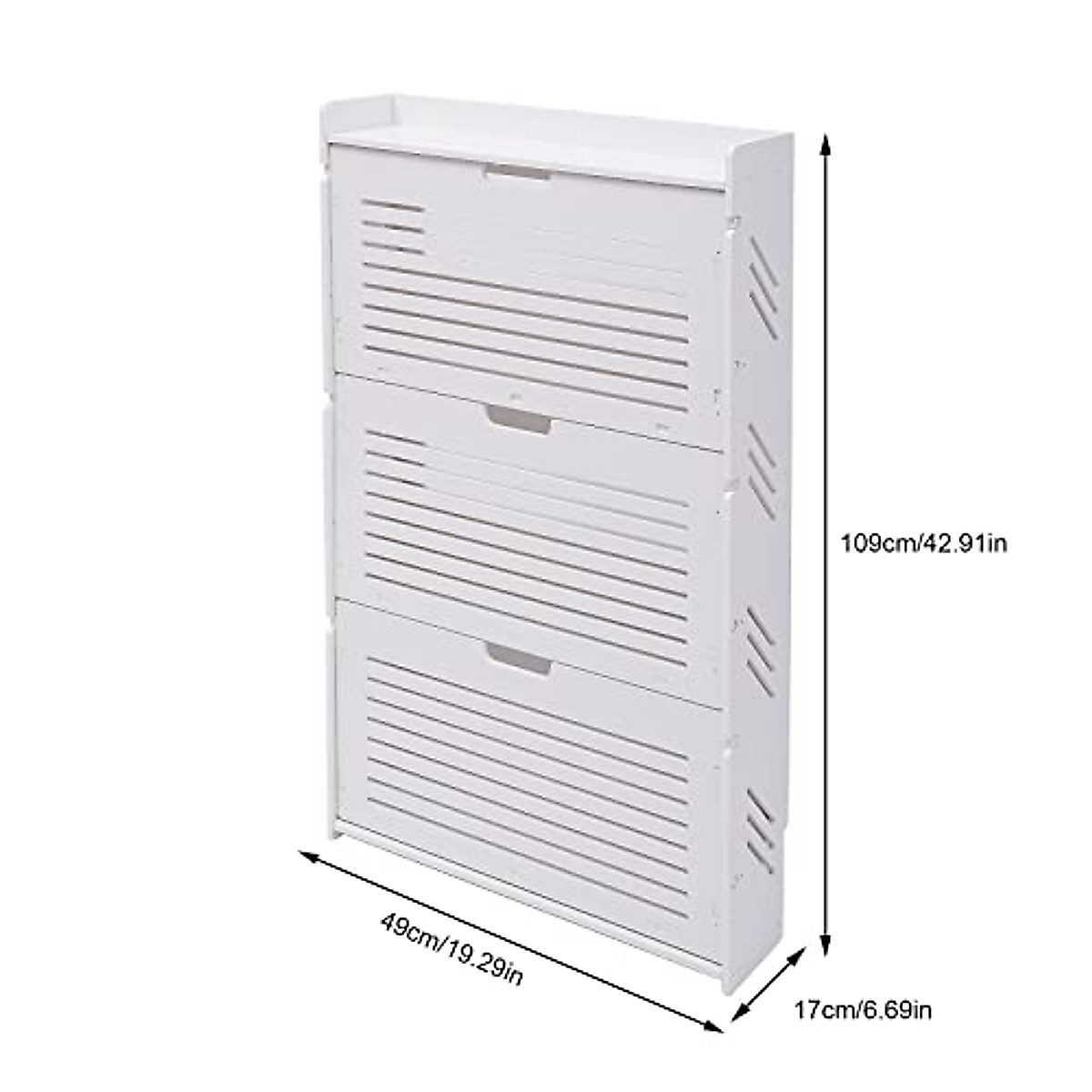 3-Layer White Tipping Shoe Cabinet, Shoe Rack Cabinet for Entryway, Ultra-Thin Shoe Cabinet Breathable, 19.29*6.69*42.91inch