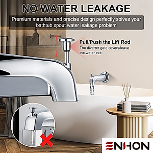 1 Pack Slip on Tub Spout with Diverter, Compatible with American Standard 8888026.002 Tub Spout, Bathroom Bathtub Faucet, Fits 1/2" Copper Water Tube(5/8" Diameter), Polished Chrome, 5/32" Hex Wrench