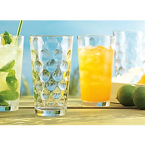 Home Essentials & Beyond Glassware Set 18 Piece Mixed Drinkware. Set of 6 Glass Tumblers 17 oz., Set of 6 Rock 13 oz. and Set of 6 Juice 7 oz Glass Cups Drinking Glasses.