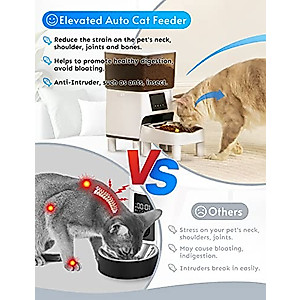 WUIPET Elevated Automatic Cat Feeders - WiFi Enabled Smart Pet Feeder with APP Control for Cats and Dogs - 17 Cups Height Adjustable Pet Dry Food Dispenser with Voice Recorder Up to 10 Meals Per Day