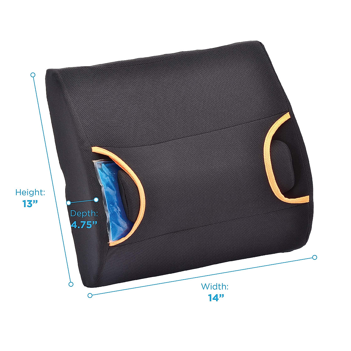 NOVA Medical Products NOVA Lumbar Support Pillow, Back Lumbar Cushion with Hot & Cold Pack and Extra Lumbar Insert, Breathable & Removable Washable Cover, Black