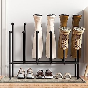 pickpiff Free Standing Shoe Racks - Black Metal Boot Rack, Shoe Organizer for Dorm Room, Closet, Entryway, Bedroom, Patio Outdoor, Hallway, Black Shoe Rack Organizer, Shoe Storage Fit for 6 Pairs