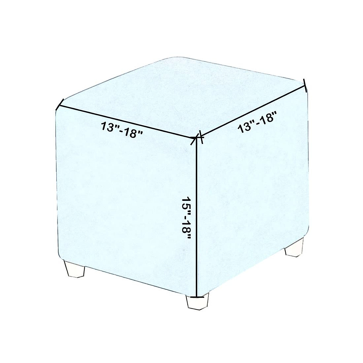 RHYII Ottoman Covers Slipcover Square Jacquard Fabric Footstool Protector Covers Storage Stool Ottoman Covers Stretch with Elastic Bottom Small Light Grey