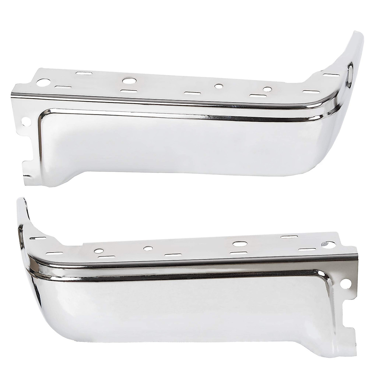 ECOTRIC Rear Step Bumper End Cap Cover Compatible with 2009-2014 Ford F150 Styleside Face Bar Driver Passenger Side W/O Sensor Hole Chrome 2 Packages