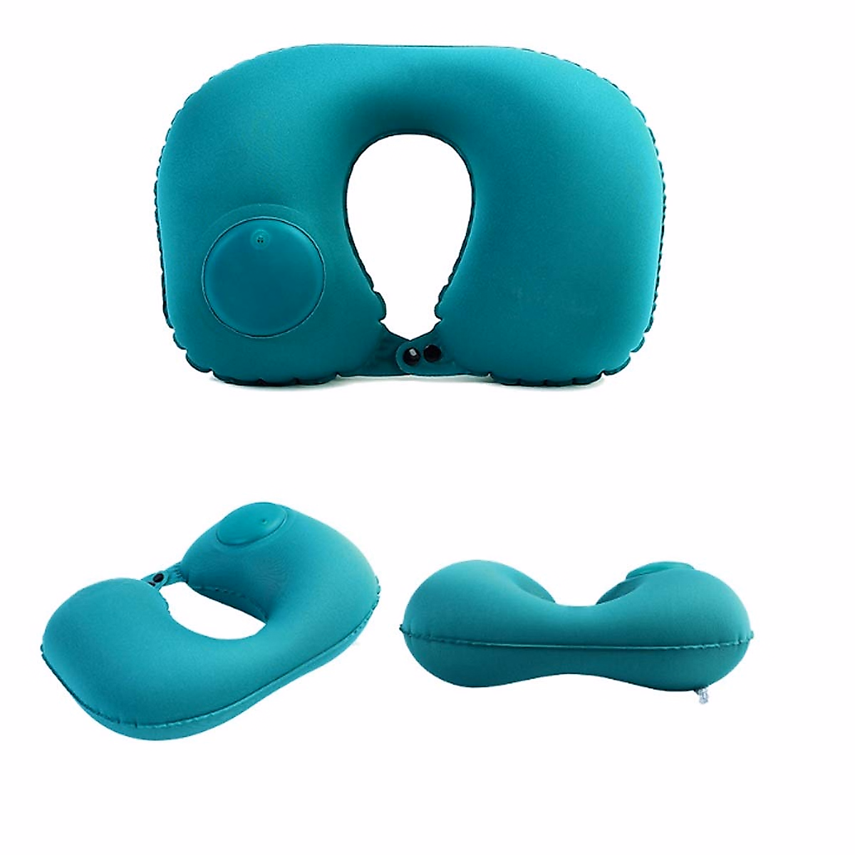 Portable U-Shape Inflatable Travel Pillow Car Head Rest Air Cushion for Travel Office Nap Head Rest Air Cushion Neck Pillow (Color : Green)
