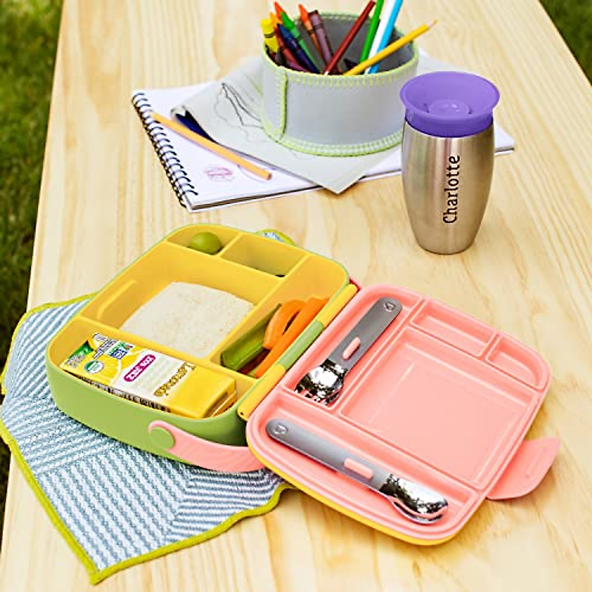 Munchkin® Lunch™ Bento Box for Kids, Includes Utensils, Yellow