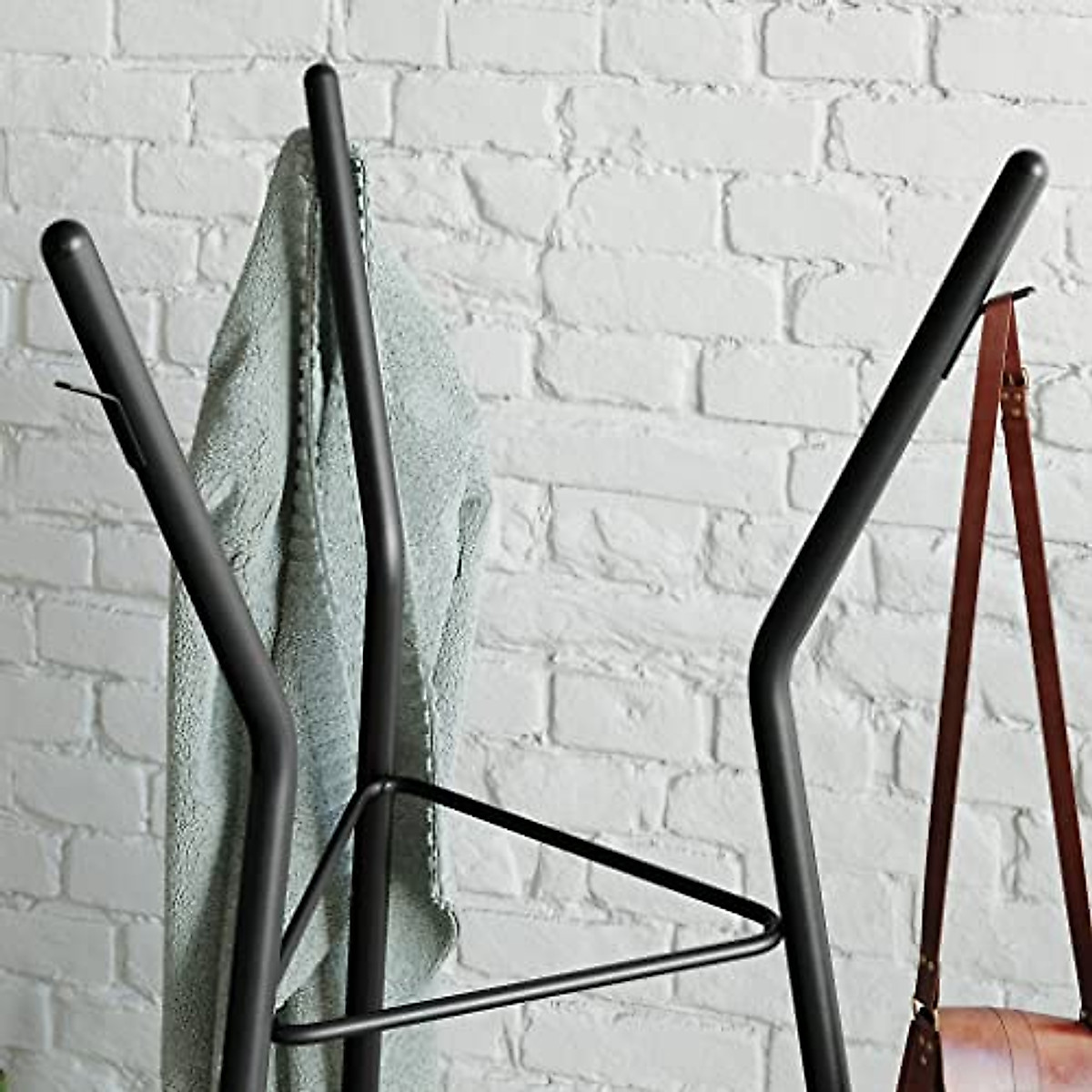 Sauder Boulevard Cafe Coat Tree, L: 22.09" x W: 25.35" x H: 61.54", Black Finish