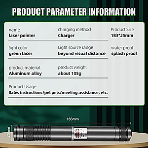 FUOOX Green Laser Pointer High Power Tactical Flashlights, Long Range 20000 Feet Powerful Flashlight with Laser Pointer, USB Rechargeable Laser Pointer for Presentations