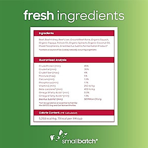 smallbatch Pets Freeze-Dried Super Booster Beef Bites for Dogs & Cats, 18 oz, Made in The USA, Humanely Raised Single Protein Source, Topper & Treat, with Organic Vegetables and Probiotics