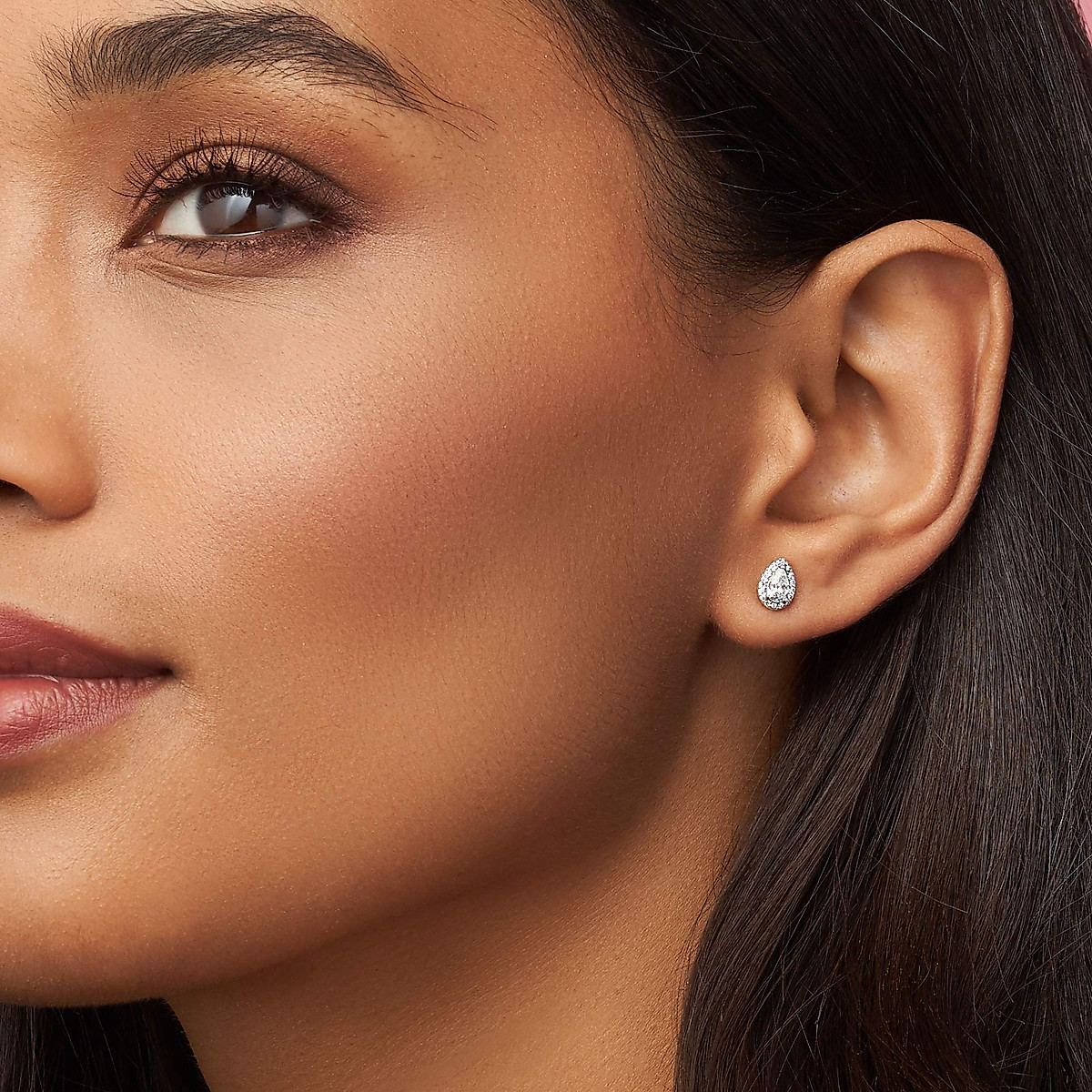 PANDORA Sparkling Teardrop Halo Stud Earrings - Timeless Earrings for Women - Great Gift for Her - Made with Sterling Silver & Cubic Zirconia