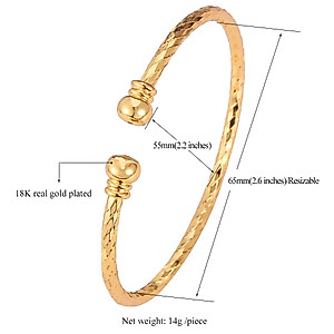 U7 Simple Cuff Bracelet 18K Gold Platinum Plated Fine Bangle Bracelet Fashion Jewelry for Women