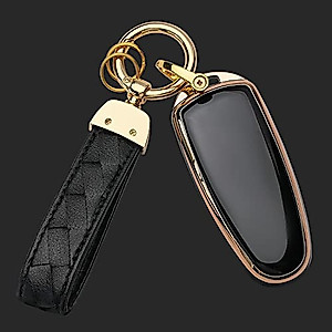 Bqepe for Ford Key Fob Cover Keychain Fit for CMAX Escape Focus Edge Expedition Explorer Flex Taurus Smart Key Shell Case (Black)