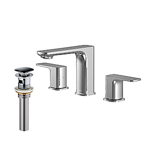 Karran Venda KBF514 2-Handle Three Hole Widespread Bathroom Faucet with Matching Pop-up Drain in Chrome