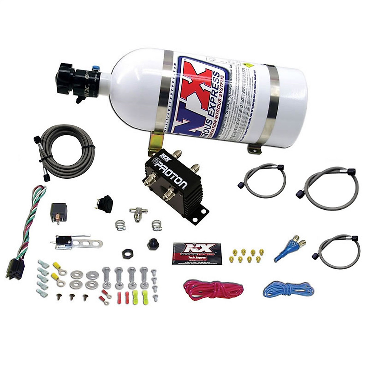 Nitrous Express Nitrous Oxide System, Proton Plus, Wet, Single Stage, 35-150 HP, 10 lb Bottle, White, Universal EFI, Kit