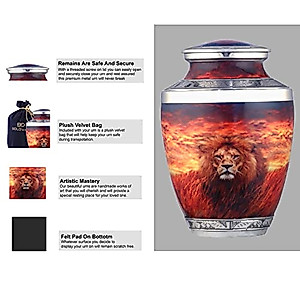 BOLD & DIVINE Lion Cremation Urns for Human Ashes - Decorative Urns, Urns for Human Ashes Female & Male, Urns for Ashes Adult Female, Funeral Urns - Lion, Large