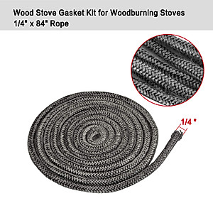 Stanbroil Wood Stove Gasket, 1/4" x 84" Graphite Impregnated Fiberglass Rope Seal and High-Temperature Cement Gasket Replacement for Wood Stoves Door