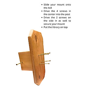 Little Library Mount, Cedar | Library Mount | Stable, 14 inches Wide and 8 inches Deep | Slip It On 4x4 Post, Attach It With Screws Included | Most Stable Library Mount | Needs No Finishing, Painting