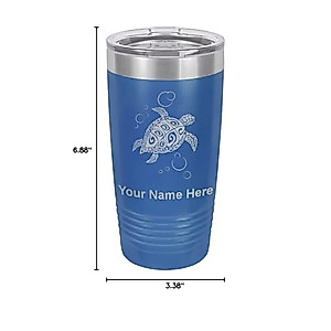 LaserGram 20oz Vacuum Insulated Tumbler Mug, Hawaiian Sea Turtle, Personalized Engraving Included (Dark Blue)