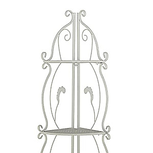 Deco 79 Metal Scroll Indoor Outdoor Tall Folding 5 Shelf Bakers Rack, 16" x 12" x 71", White
