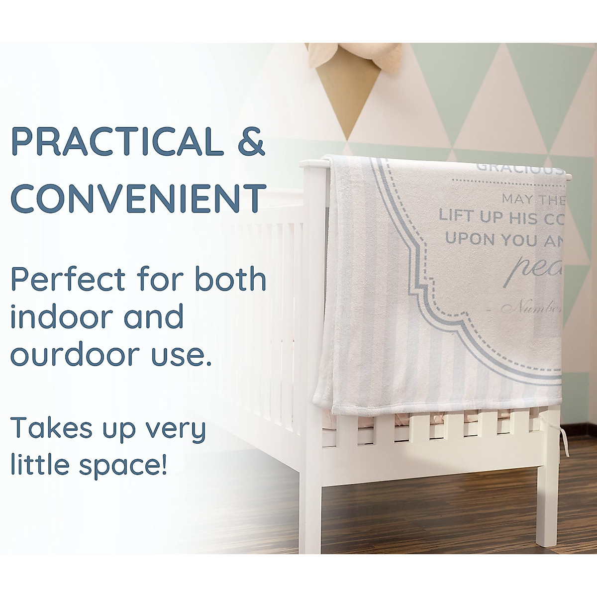 Baptism Gifts for Boys, Girls - Baptismal Gifts, Christening Gifts for Baby Boys, Girls - Baby Dedication Gifts from Godmother, Godfather, Godparent - Blue and White Flannel Blanket, 30"x 36"