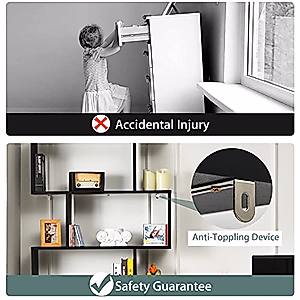 Tangkula 6 Tier S Shaped Bookshelf, 31.5''L x 9''W x 75''H, Wooden Bookcase and Bookshelves w/Anti-Toppling Device, Room Divider Display Shelves for Living Room, Home Decor, 6 Shelf Bookshelf