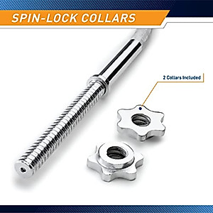 Marcy Threaded Chrome Steel Curl Bar with Collars for All Standard Plates Free Weightlifting Accessory for Home Gym TCB-48R