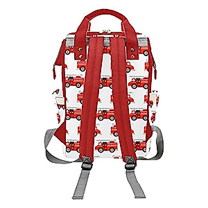 Cartoon Firetruck Pattern Personalized Diaper Bag Backpack Custom with Name Unisex Nursing Large Capacity Mommy Backpack