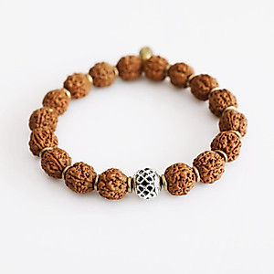 Authentic Rudraksha Mala 5face - Rudraksha bracelet(11mm)-Suitable for yoga, meditation and wearing - No chemical, wax and color treatment - Imported from Nepal