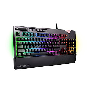 ASUS ROG Strix Flare (Cherry MX Red) Aura Sync RGB Mechanical Gaming Keyboard with Switches, Customizable Badge, USB Pass Through and Media Controls (Renewed)