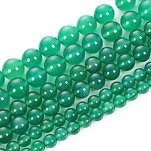 NHBT YU Natural Stone Beads Green Agate Round Loose Beads for Jewelry Making Needlework DIY Bracelets Necklace Strand 4-12 MM T87 (Color : H8164, Item Diameter : 12mm About 30 pcs)
