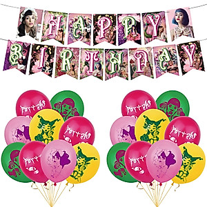 Birthday Party Decorations For Melanie,Party Supplies Set Including Birthday Banner,Cupcake Topper and Balloons
