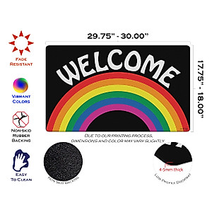 Toland Home Garden 800452 Welcome Rainbow Pride Door Mat 18x30 Inch Outdoor Doormat for Entryway Indoor Entrance